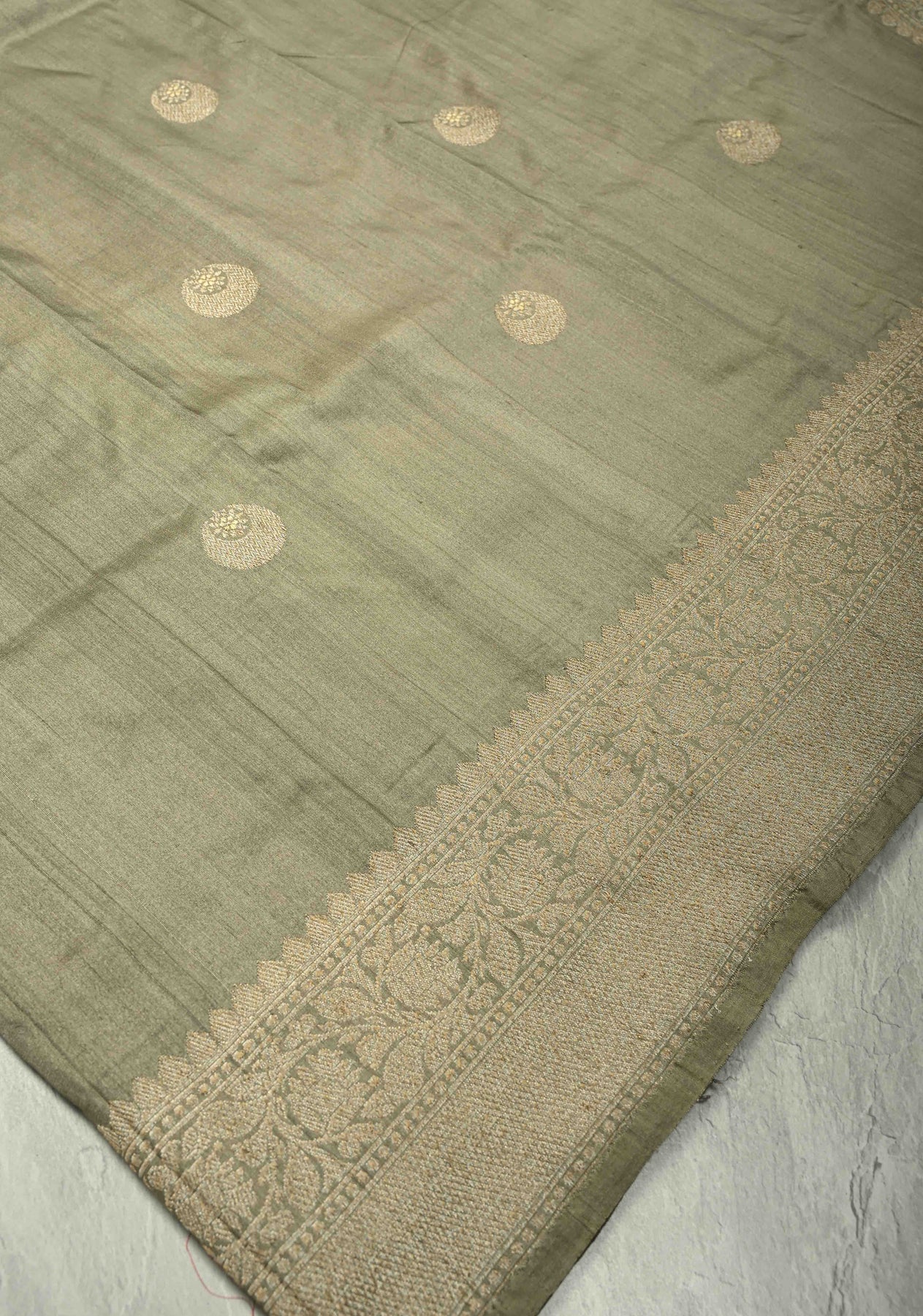 Onion Pink Pure Banarasi Tussar Silk Saree with Antique Zari Buttas an ...