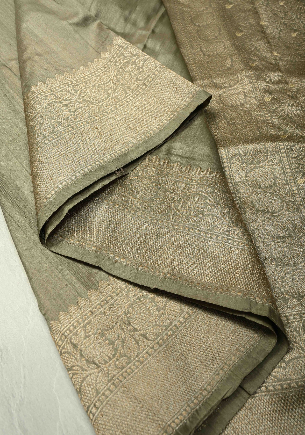 Onion Pink Pure Banarasi Tussar Silk Saree with Antique Zari Buttas an ...