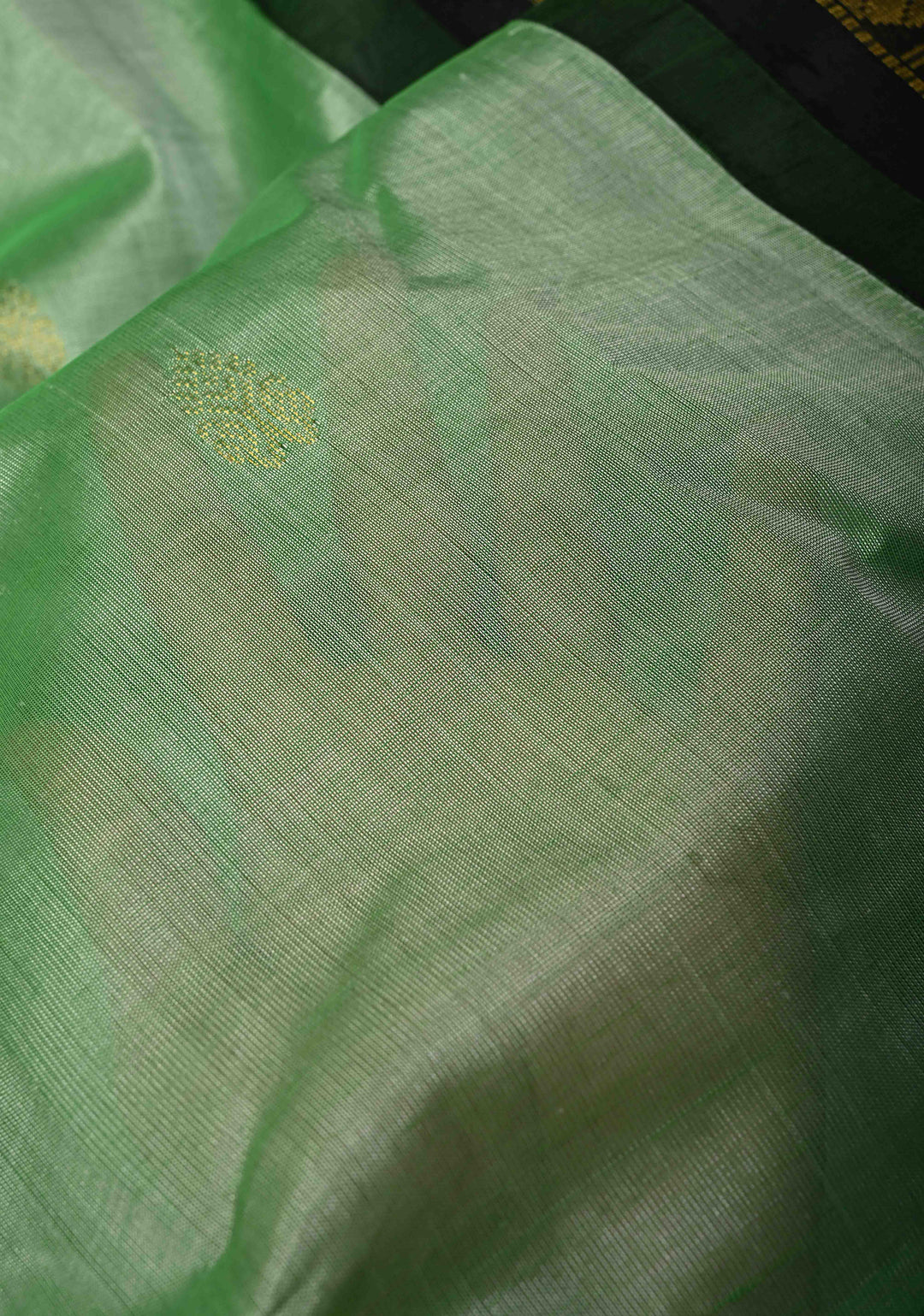 Spring Green Dual Tone Kanchi Silk Cotton 100% Handloom Saree with Zar ...