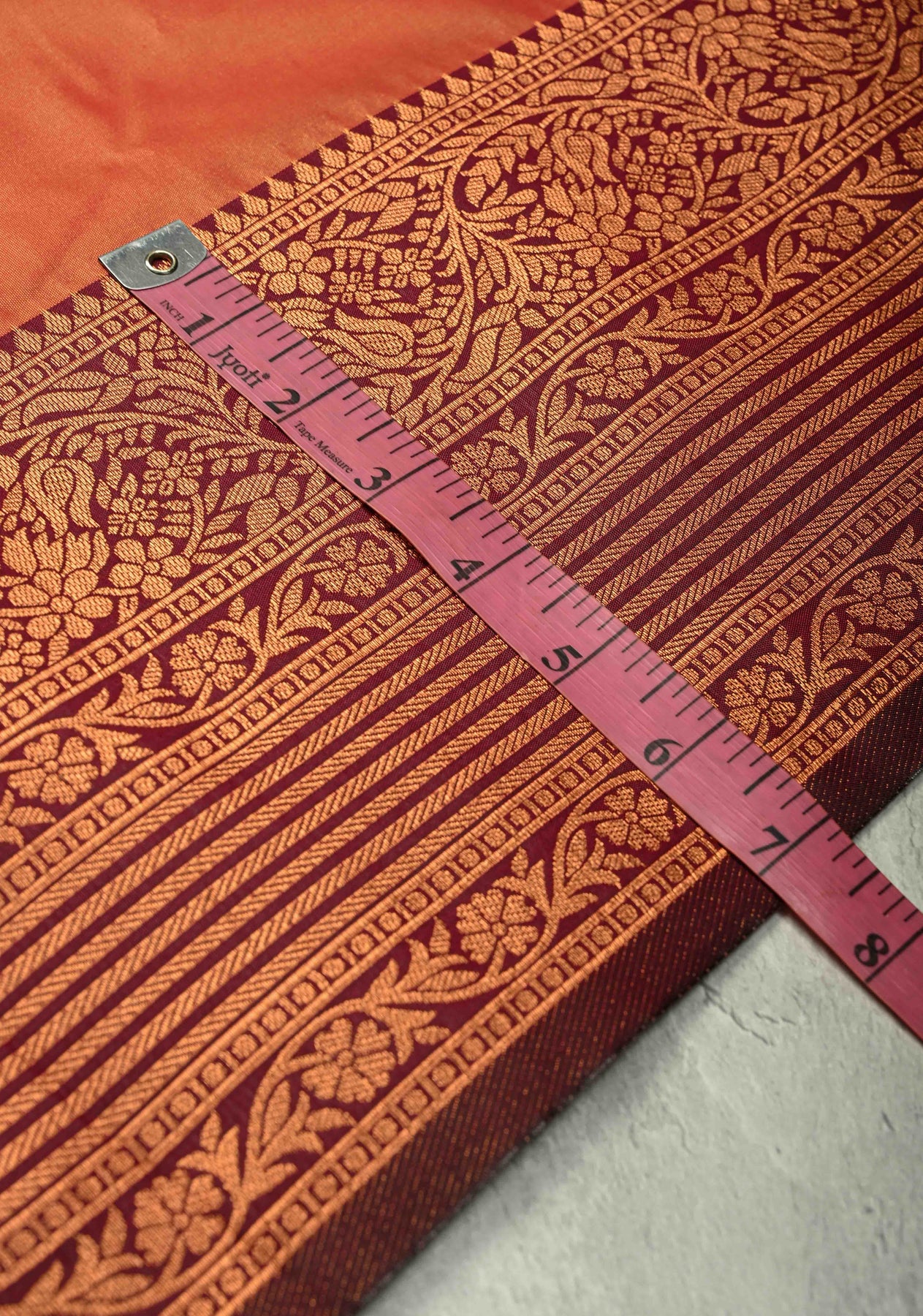 Pink Mustard Dual Tone Kanchi Semi Silk Saree with Temple Chariot Zari – Shobitam India